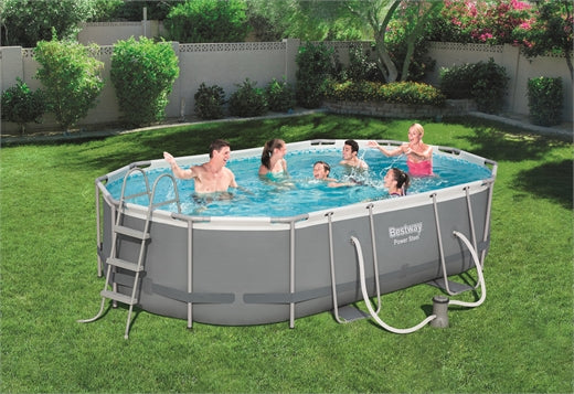Power Steel™ 4.88m x 3.05m x 1.07m Oval Pool Set – BestwayEgypt